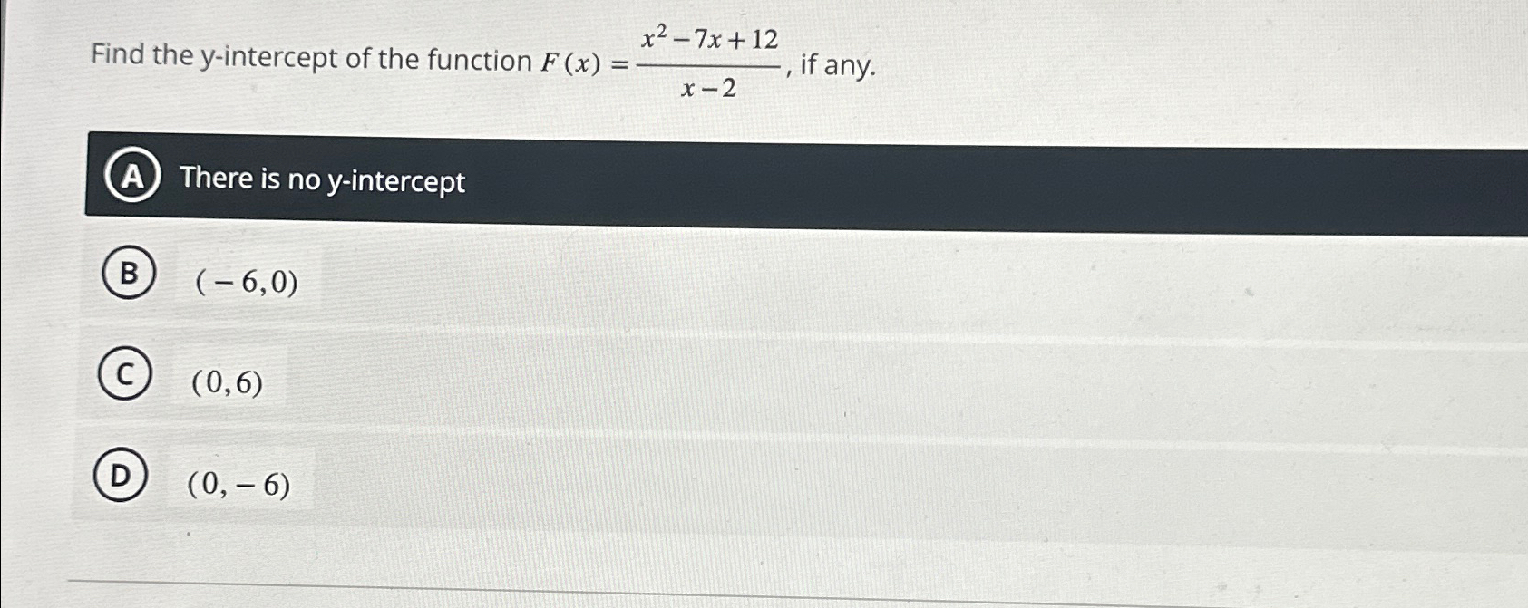 Solved Find the y-intercept of the function | Chegg.com