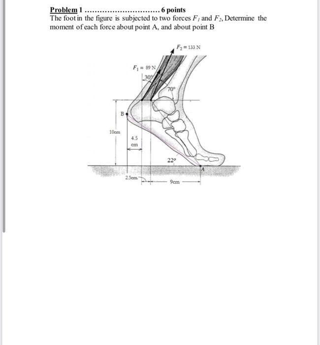 Solved Problem 1. ........ 6 points The foot in the figure | Chegg.com