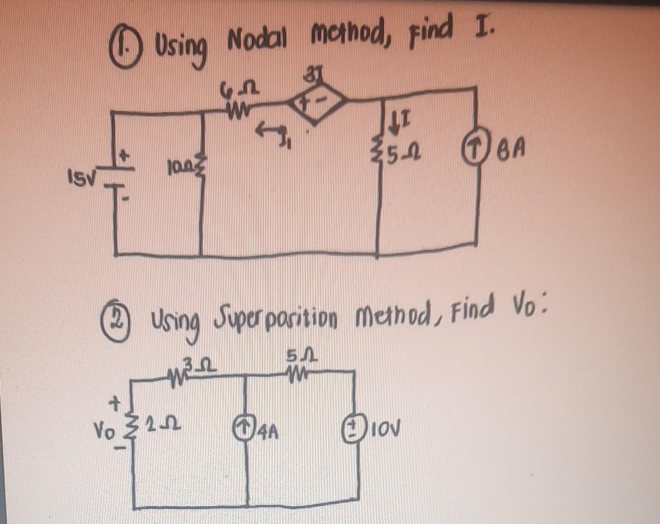 Solved (1.) Using Nodal method, find I. (2) Using | Chegg.com