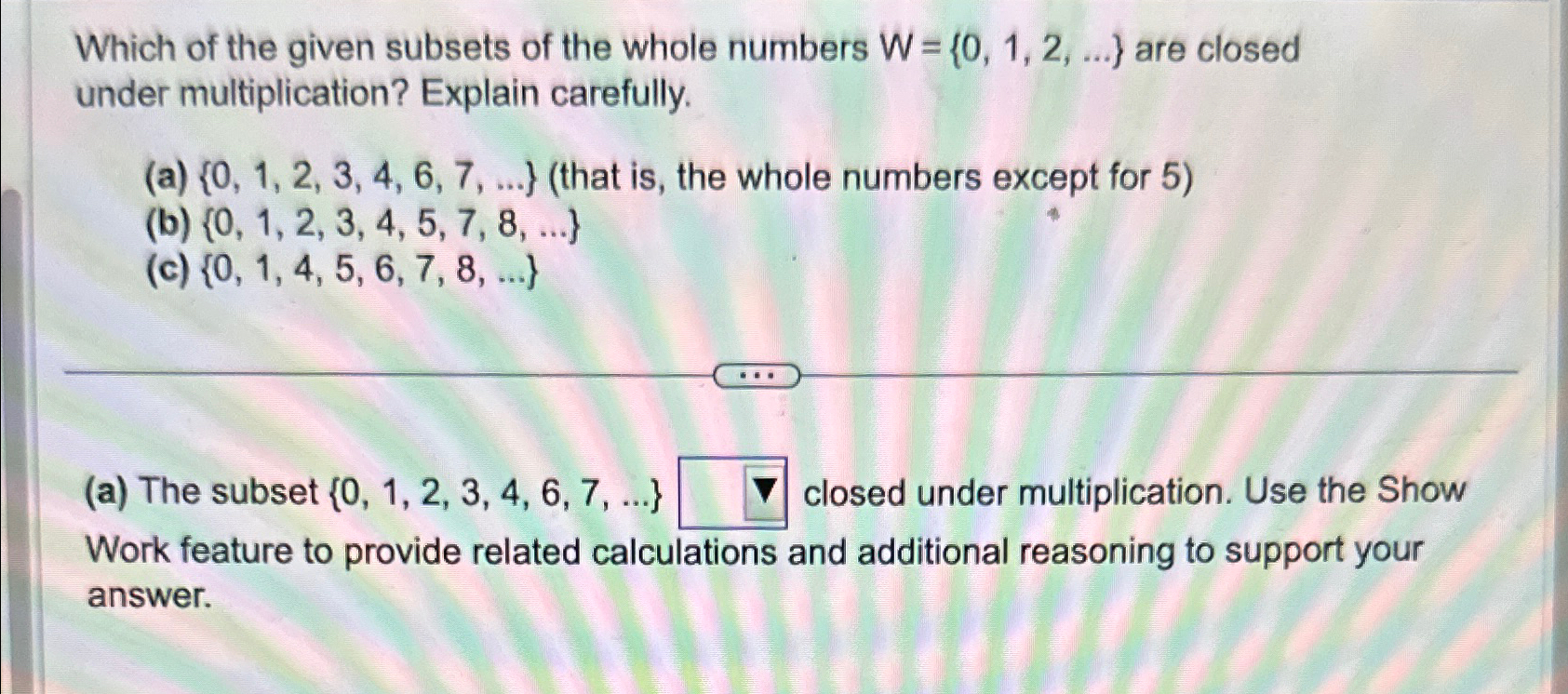 Solved Which of the given subsets of the whole numbers | Chegg.com