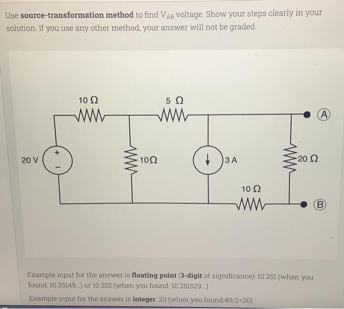Solved Use source-transformation method to find VAB Voltage. | Chegg.com
