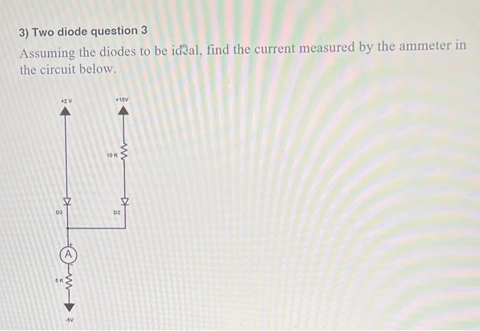 Solved 3) Two diode question 3 Assuming the diodes to be | Chegg.com