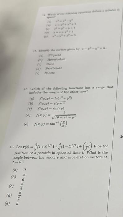 Solved siane? (fe) y2−x2−y+1 (d) n=x+sn+1 (a) a+3+4,+∞ 14. | Chegg.com