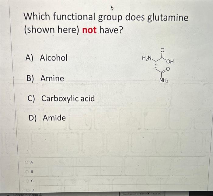 Solved Which functional group does glutamine (shown here) | Chegg.com