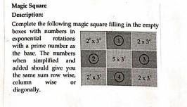 Solved Magic Square Description: Complete the following | Chegg.com
