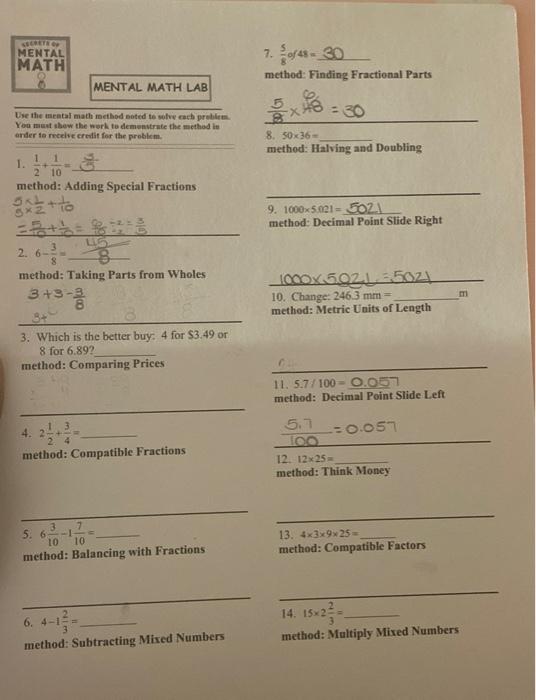 Solved SECRETS OF MENTAL MATH Use the mental math method | Chegg.com