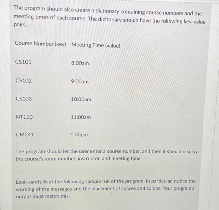 Solved MP2P1 - Schedule information Program Specifications | Chegg.com