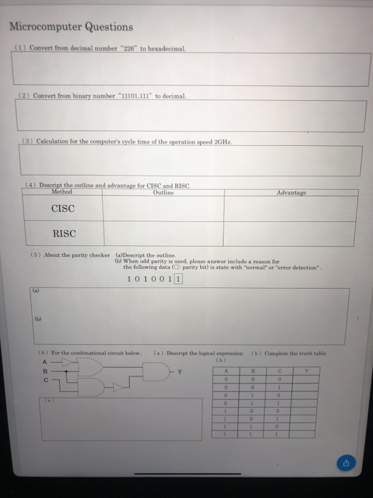 Solved Microcomputer Questions rom decimal number "226" to | Chegg.com