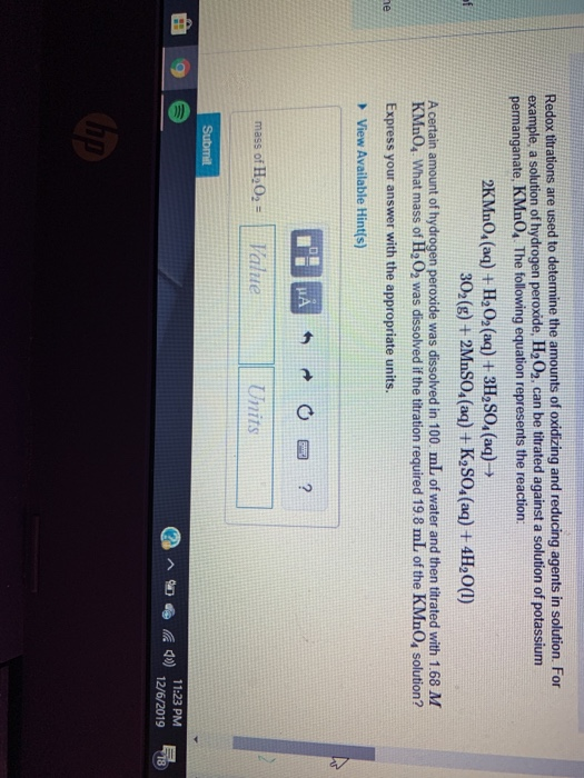 Solved Redox titrations are used to determine the amounts of | Chegg.com