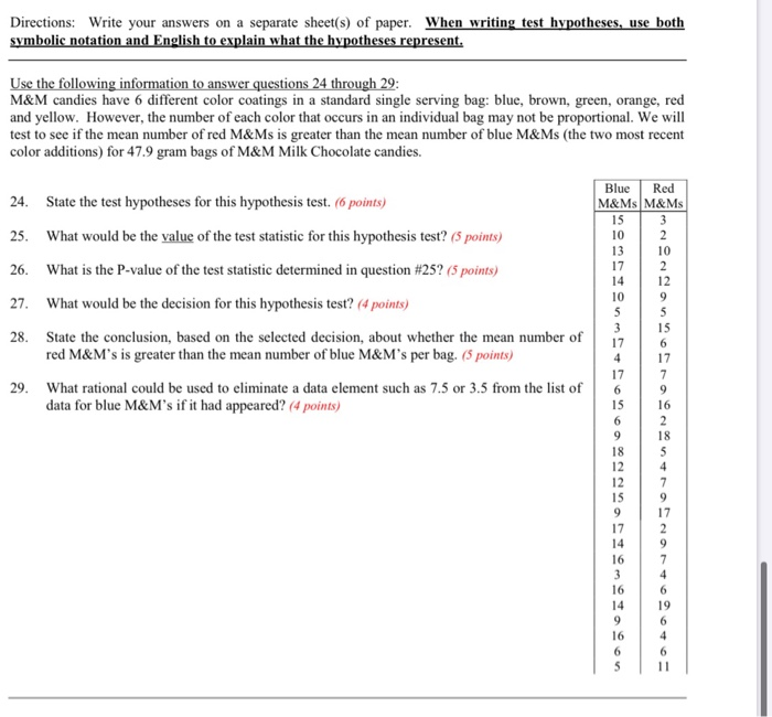 Solved Directions: Write your answers on a separate sheet(s) | Chegg.com