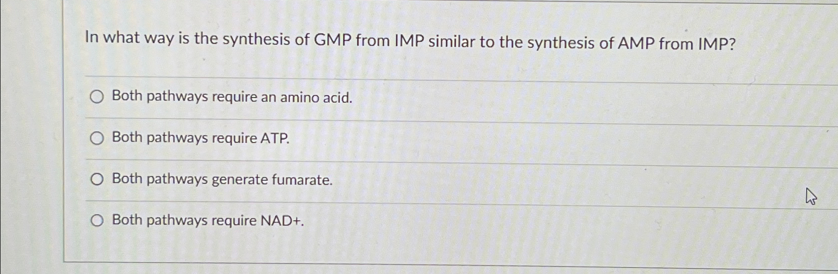 Solved In what way is the synthesis of GMP from IMP similar | Chegg.com