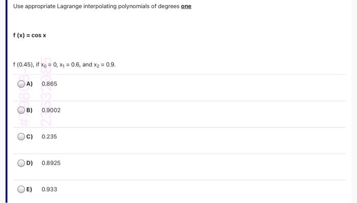 Solved Use appropriate Lagrange interpolating polynomials of | Chegg.com