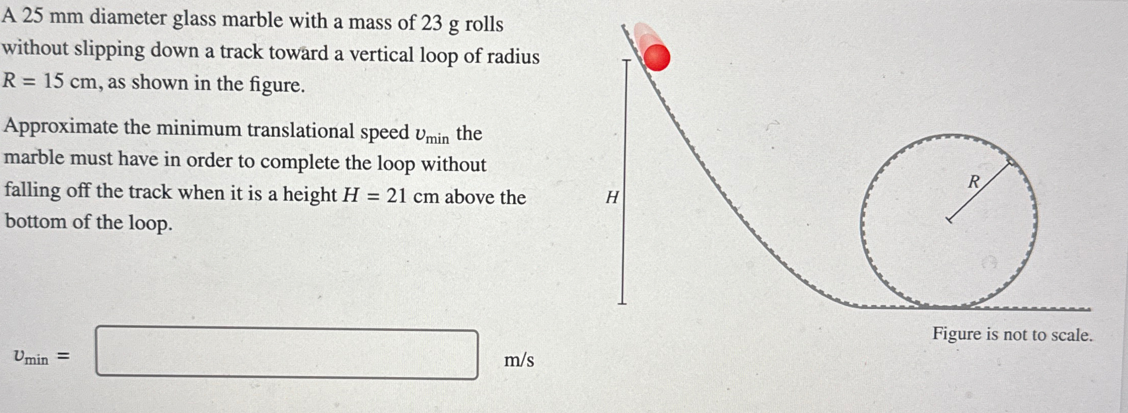 Solved A 25mm ﻿diameter glass marble with a mass of 23g | Chegg.com