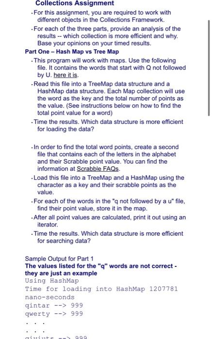 Collections Assignment For this assignment, you are | Chegg.com