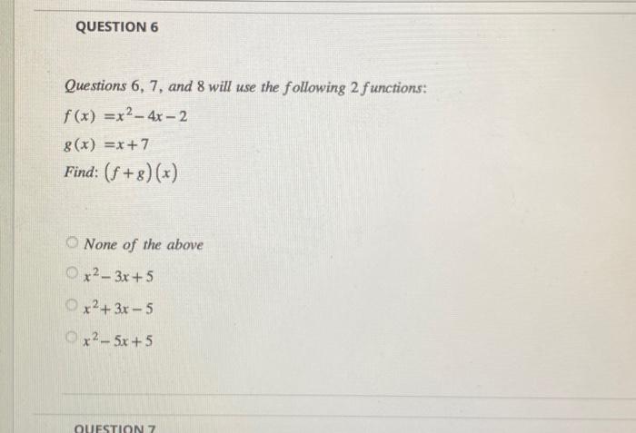 Solved Questions 6,7 , and 8 will use the following 2 | Chegg.com