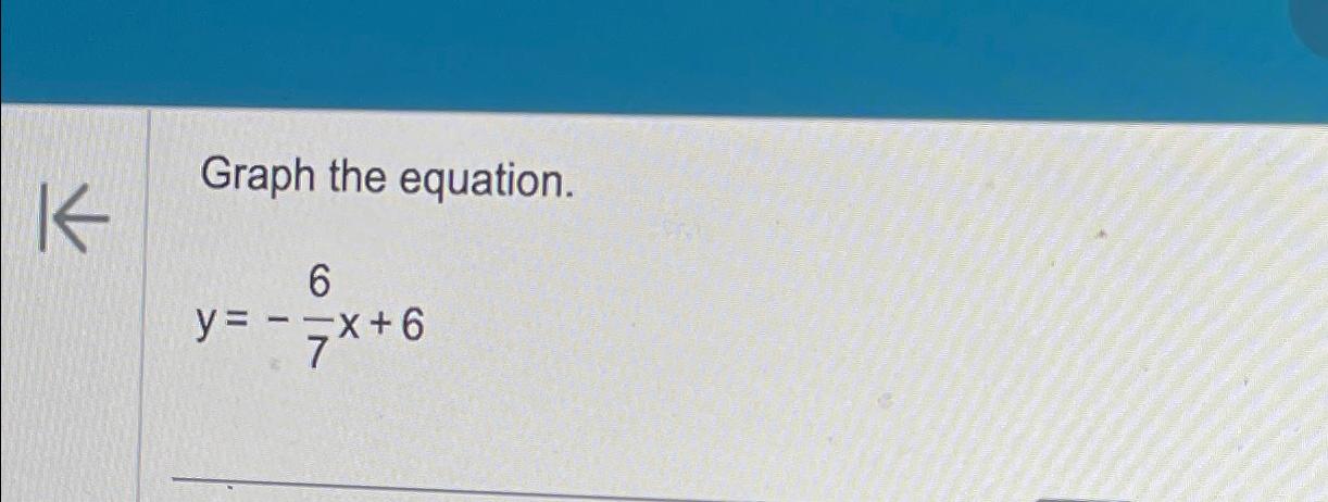 Solved Graph the equation.y=-67x+6 | Chegg.com