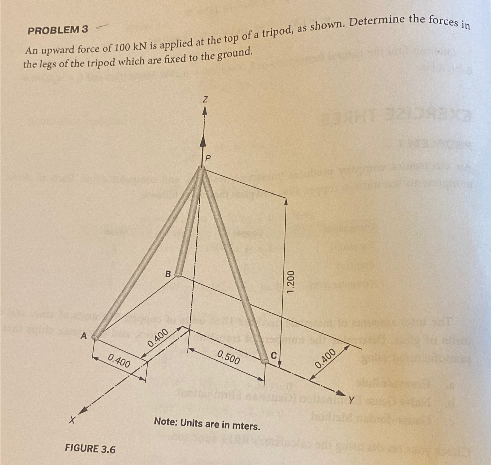 Solved PROBLEM 3An upward force of 100kN ﻿is applied at the | Chegg.com