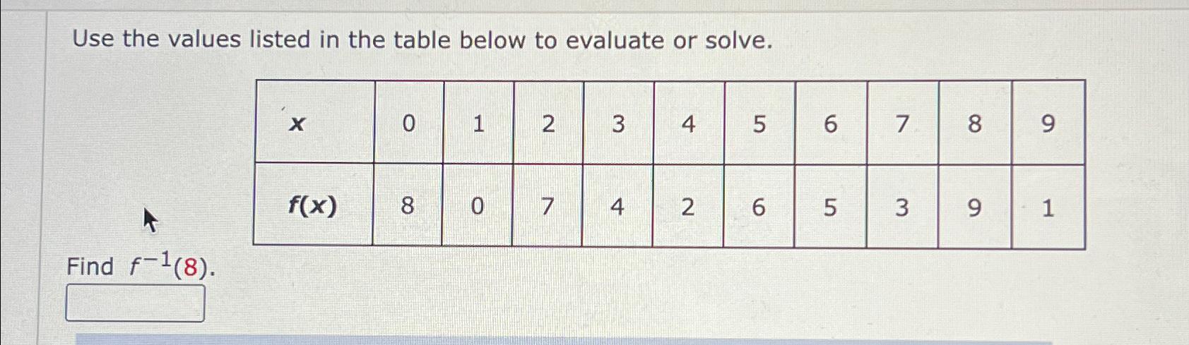 Solved Use the values listed in the table below to evaluate | Chegg.com