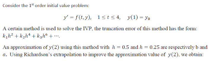 Solved Consider the 1st order initial value problem: y' = | Chegg.com