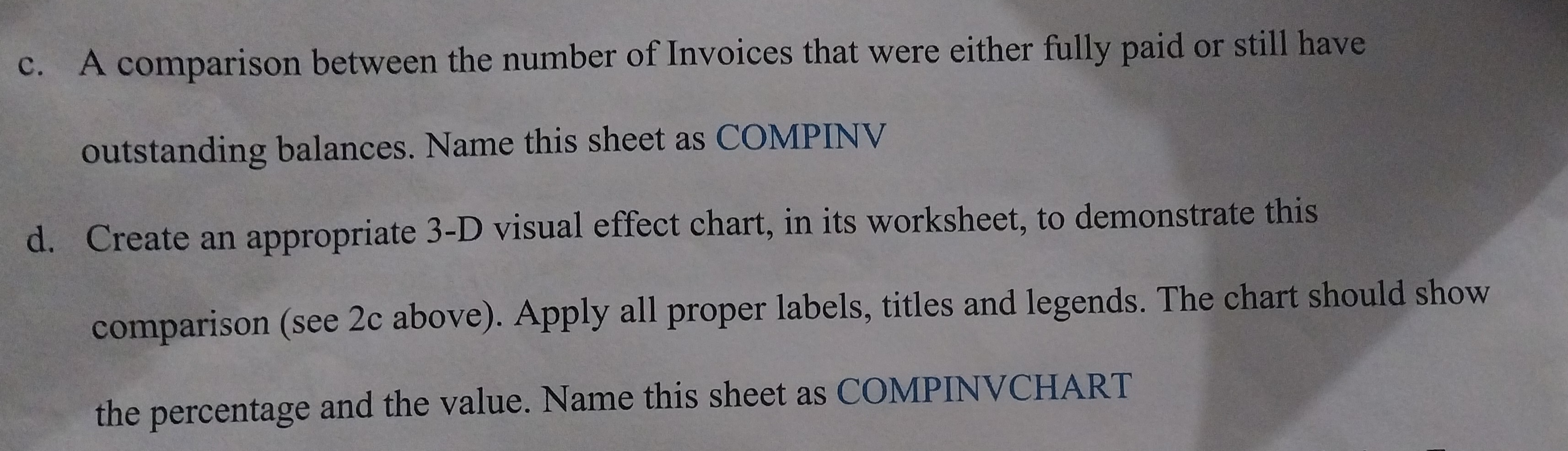 Solved c. ﻿A comparison between the number of Invoices that | Chegg.com