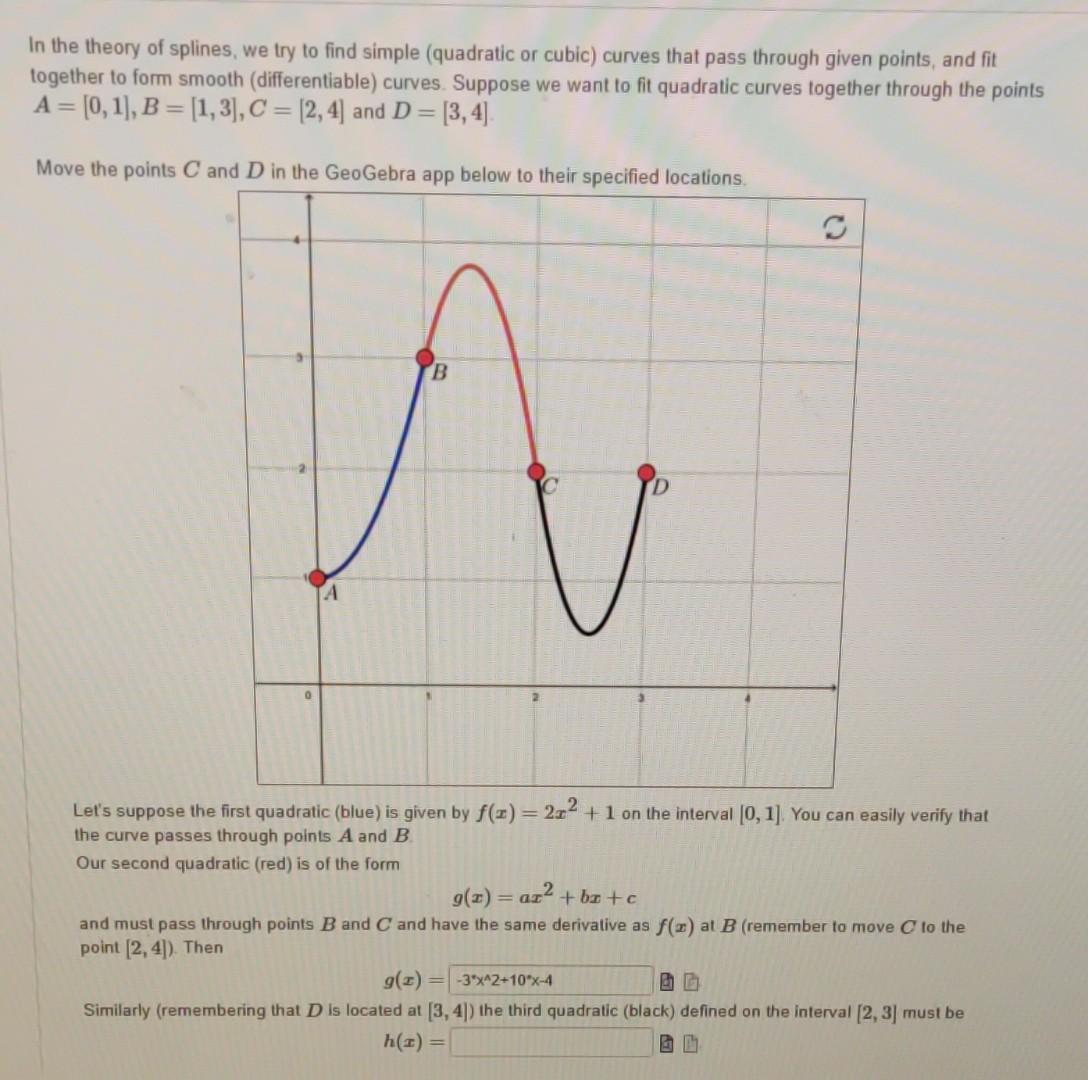 Solved In the theory of splines, we try to find simple | Chegg.com