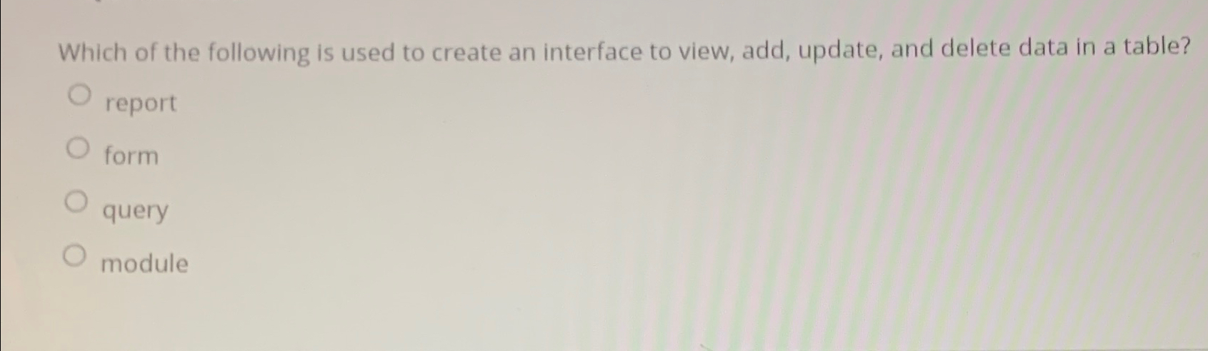 Solved Which of the following is used to create an interface | Chegg.com