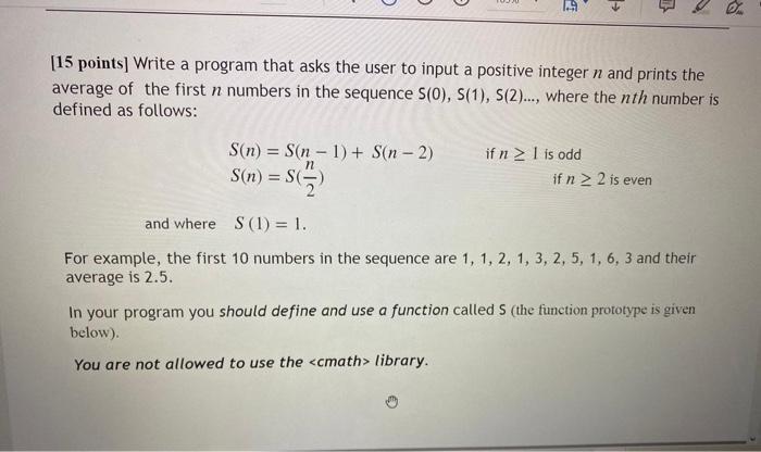 Solved [15 points) Write a program that asks the user to | Chegg.com