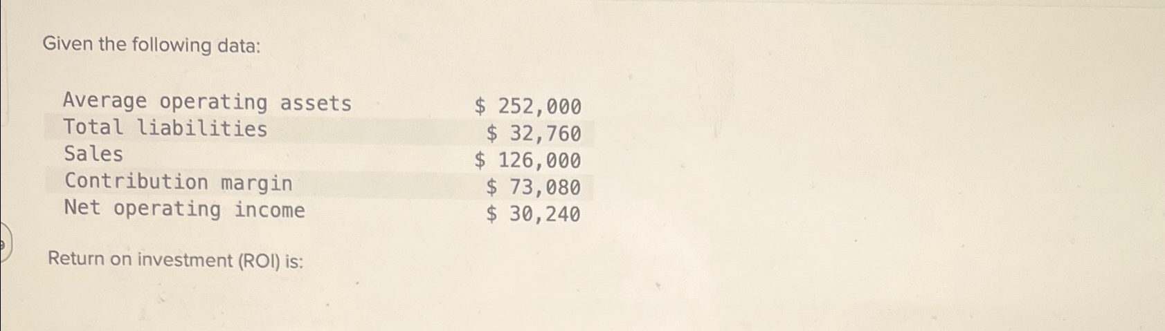 Solved Given the following data:\table[[Average operating | Chegg.com