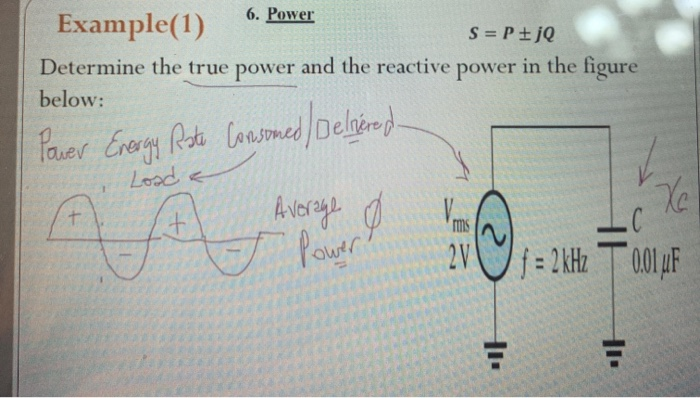 Solved Example(1) 6. Power S = PjQ Determine the true power | Chegg.com
