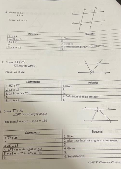 Solved 4. Given: nk Im Proves 2125 7 Statements Reasons 1.7K | Chegg.com