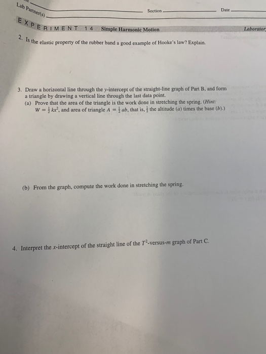 Solved Lab Partners) Section - Date - EXPERI PERIMENT 14 | Chegg.com