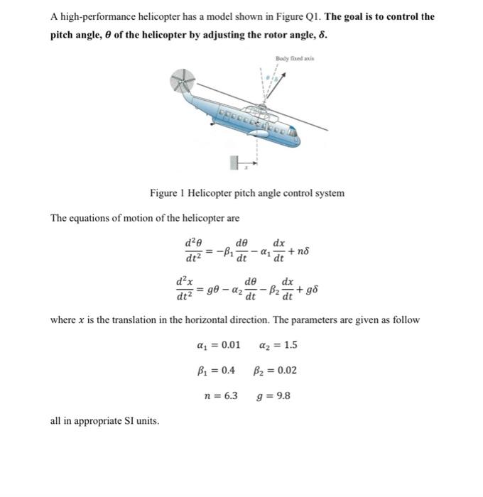 Solved A high-performance helicopter has a model shown in | Chegg.com
