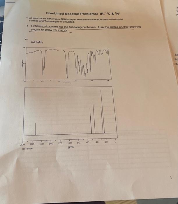 Solved Combined Spectral Problems: IR, 12C&1H∗ - All spectra | Chegg.com