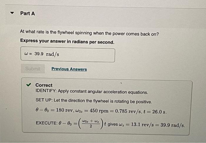 Solved A high-speed flywheel in a motor is spinning at 450 | Chegg.com