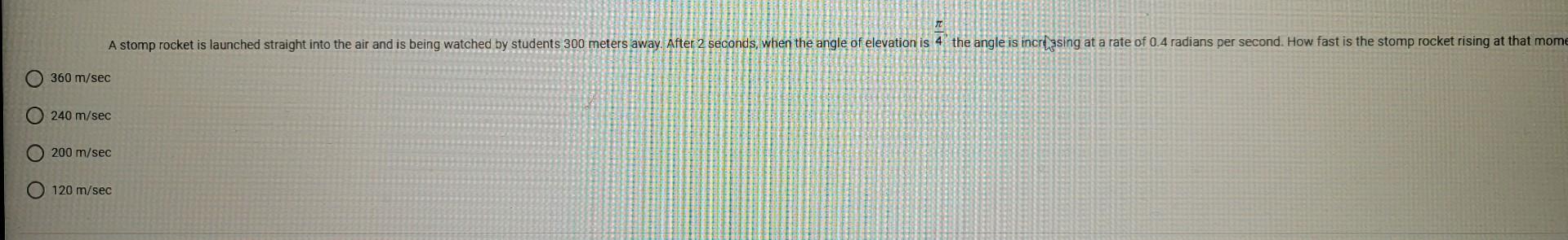 Solved 360 m/sec 240 m/sec 200 m/sec 120 m/sec | Chegg.com