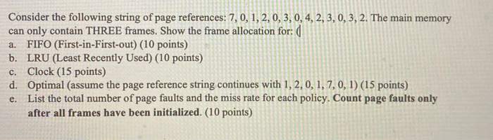 Solved Consider the following string of page references: | Chegg.com
