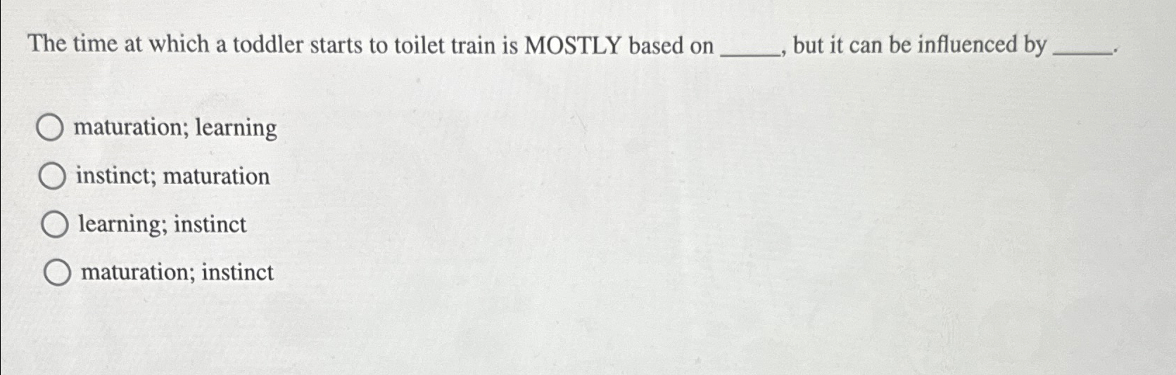 Solved The time at which a toddler starts to toilet train is | Chegg.com