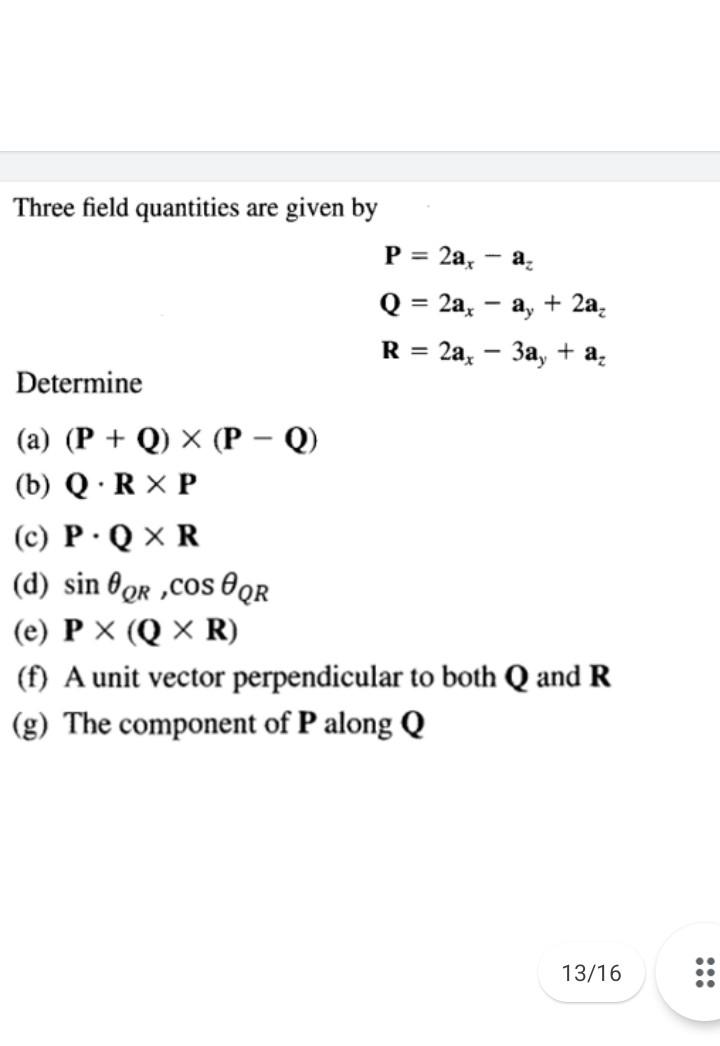 Solved Three field quantities are given by | Chegg.com