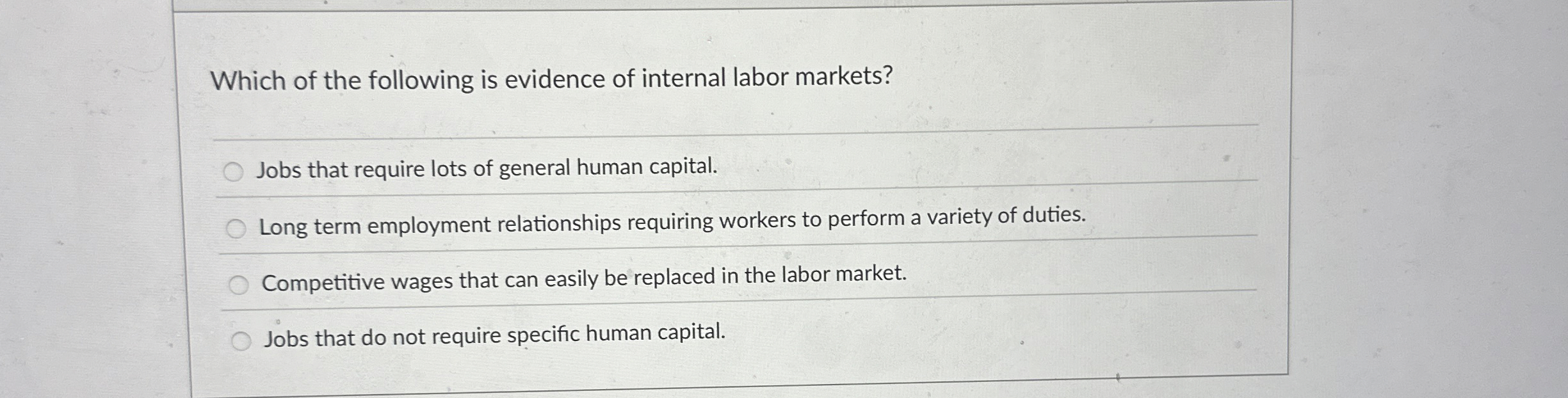 Solved Which of the following is evidence of internal labor | Chegg.com