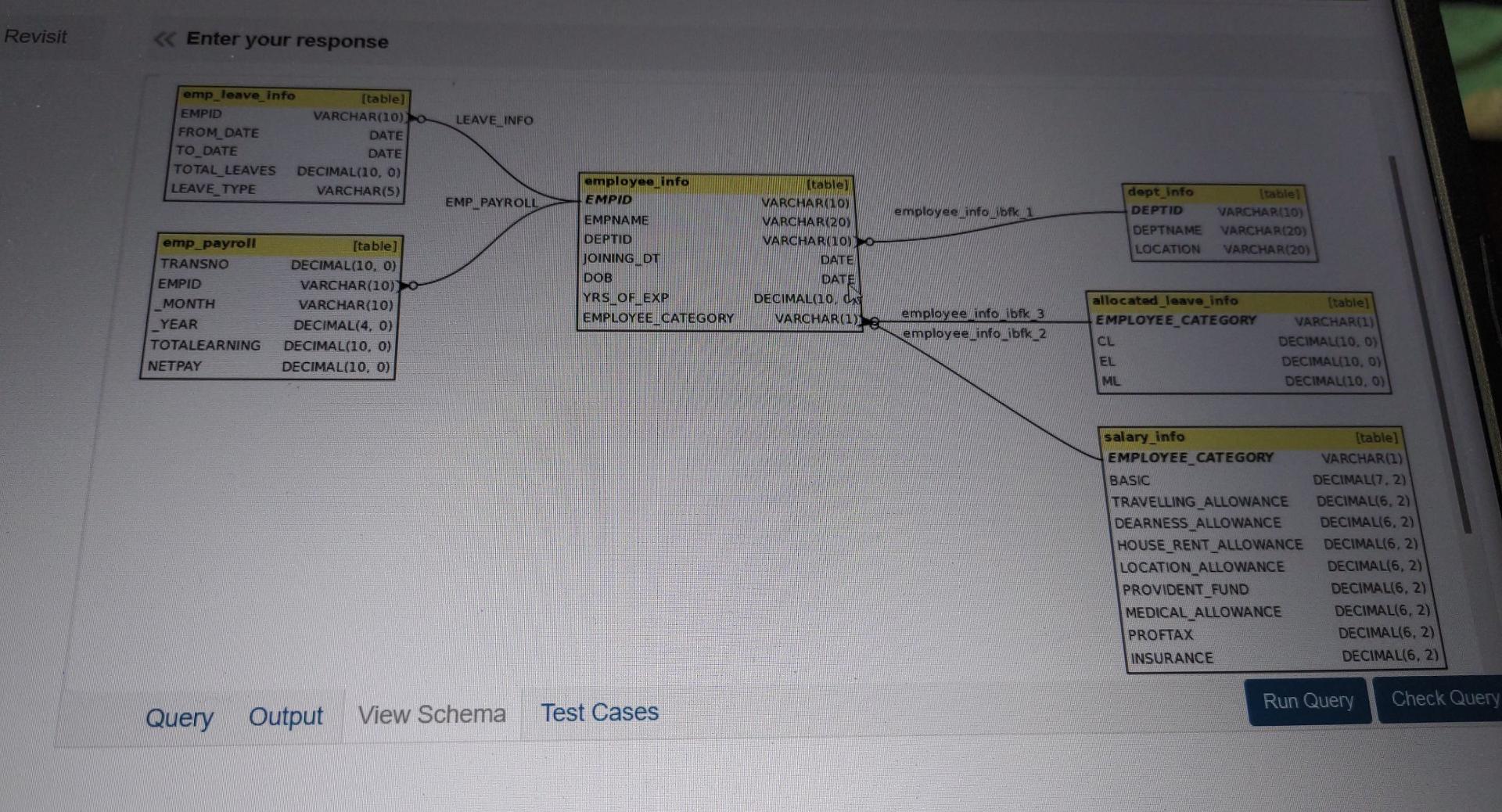 Solved Question: Write an SQL query to display: The employee | Chegg.com
