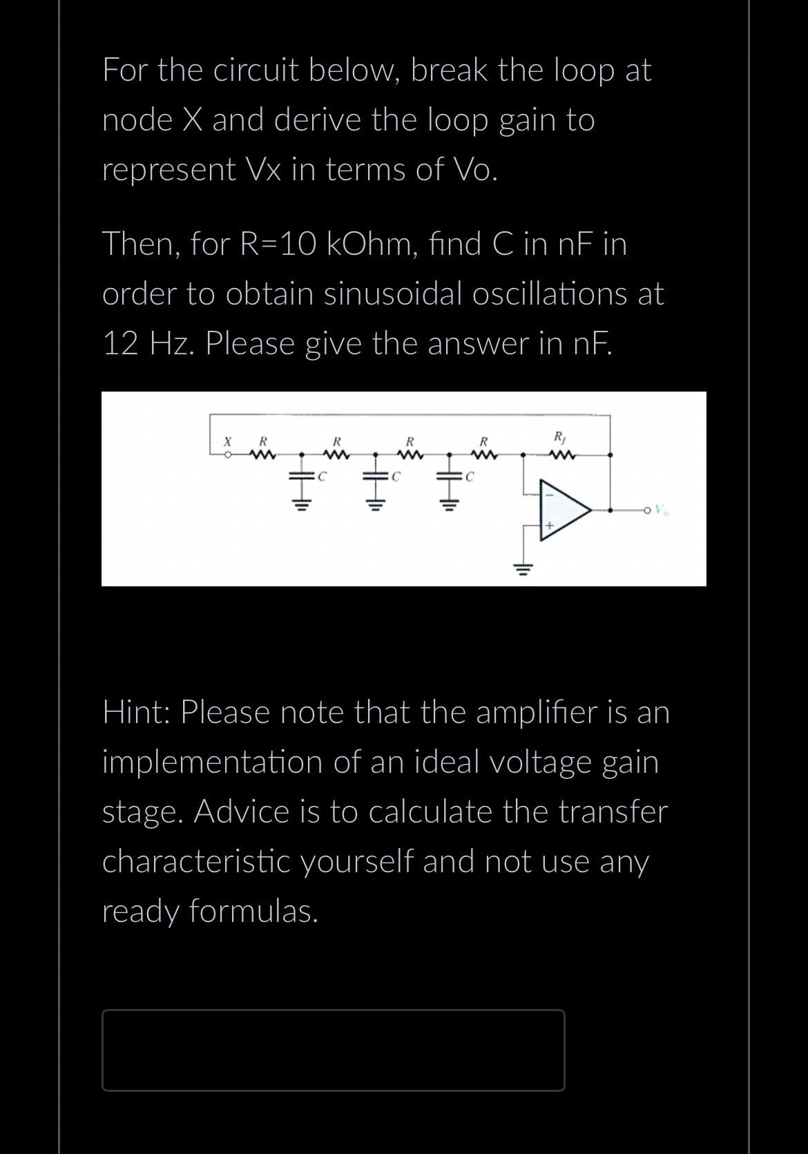 Solved For the circuit below, break the loop at node x ﻿and | Chegg.com