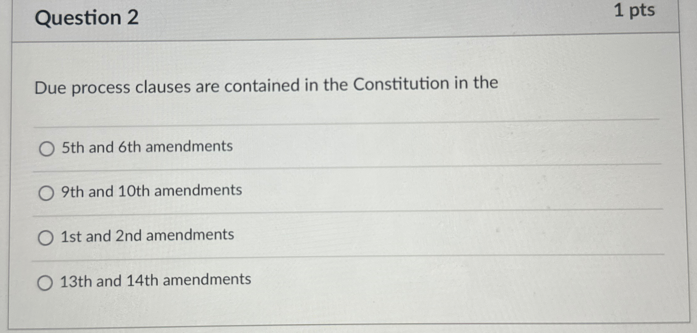 Solved Question 21 ﻿ptsDue process clauses are contained in | Chegg.com