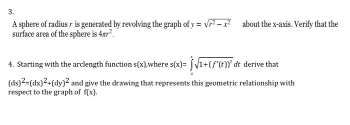 Solved - 3. A sphere of radius r is generated by revolving | Chegg.com