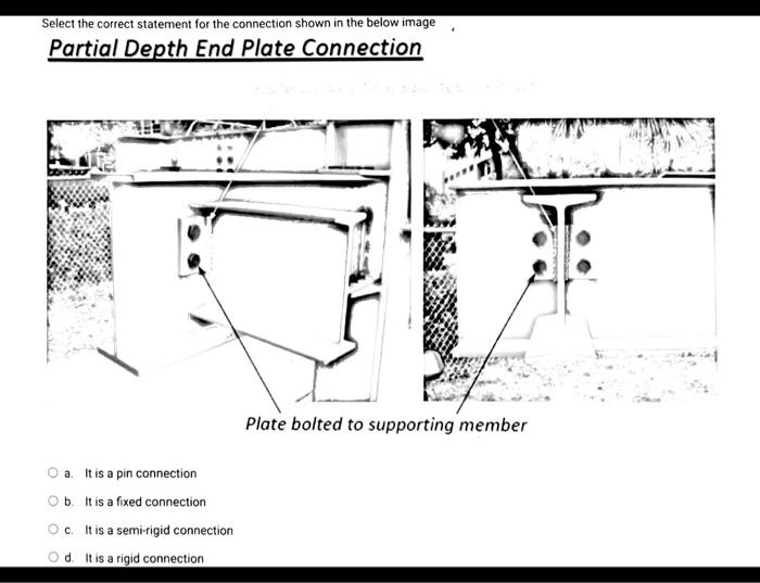 Solved Partial Depth End Plate Connection Plate bolted to | Chegg.com