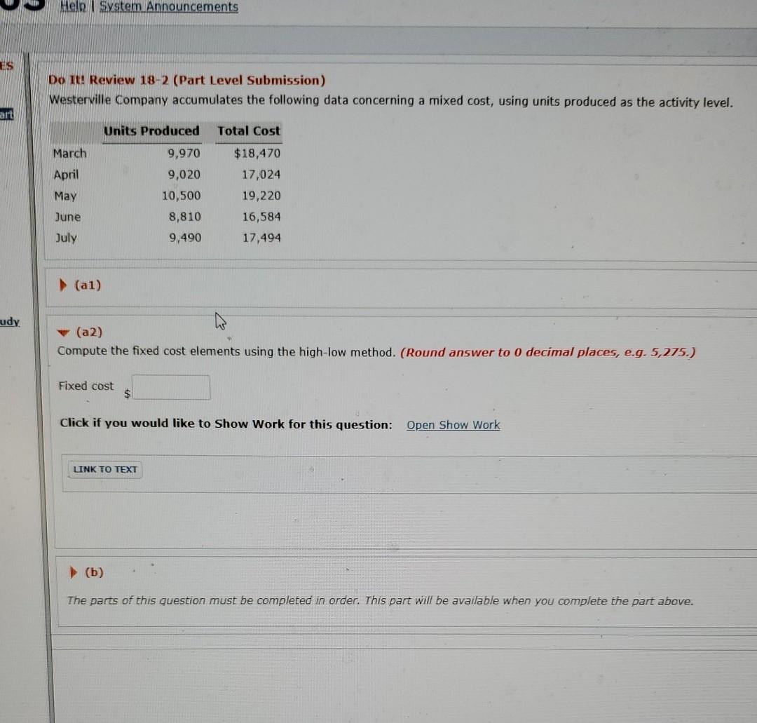 Solved Help System Announcements ES Do It! Review 18-2 (Part | Chegg.com