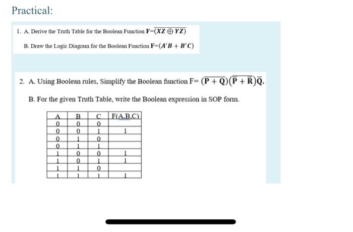 Solved Practical: 1. A. Derive the Truth Table for the | Chegg.com