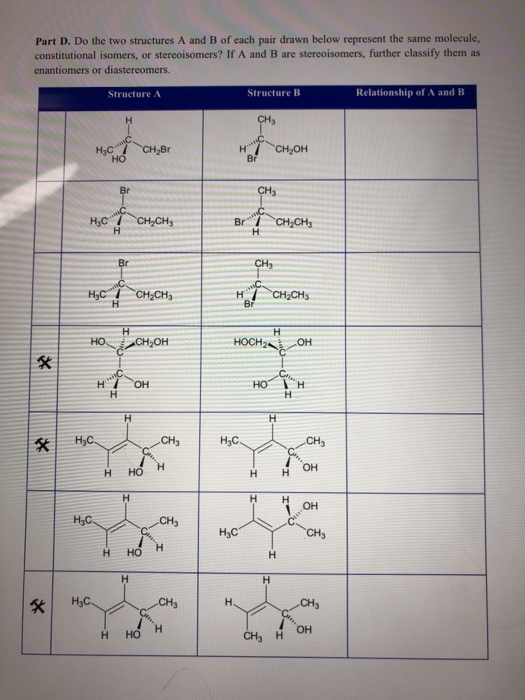 Solved Part D. Do the two structures A and B of each pair | Chegg.com