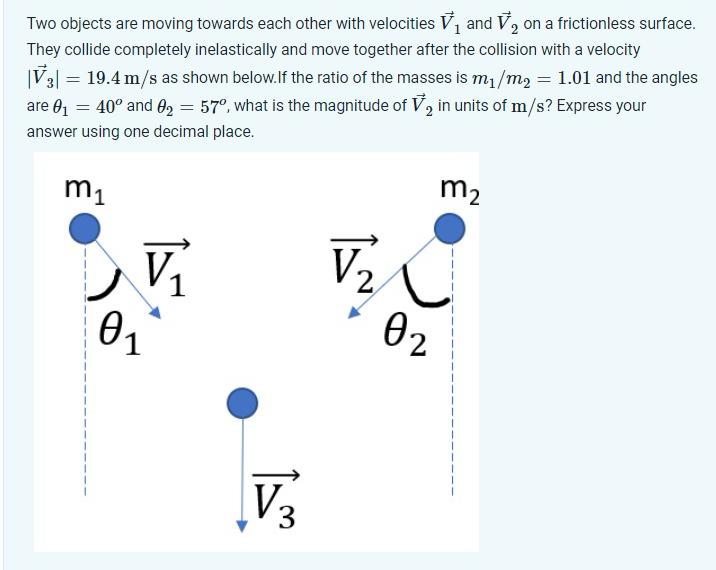 Solved Two objects are moving towards each other with | Chegg.com