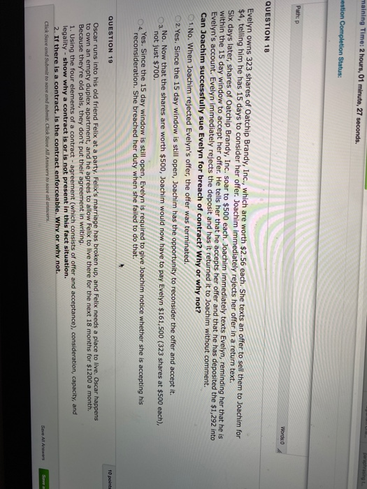 Solved maining Time: 2 hours, 01 minute, 27 seconds. | Chegg.com
