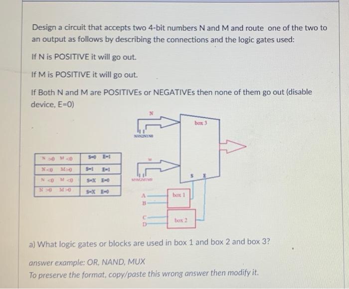 Solved Design a circuit that accepts two 4-bit numbers N and | Chegg.com